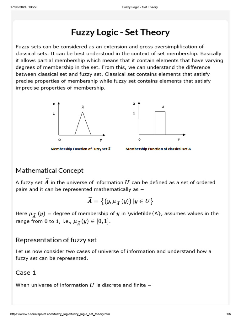 Fuzzy Logic Set Theory Pdf Mathematical Logic Mathematical Concepts