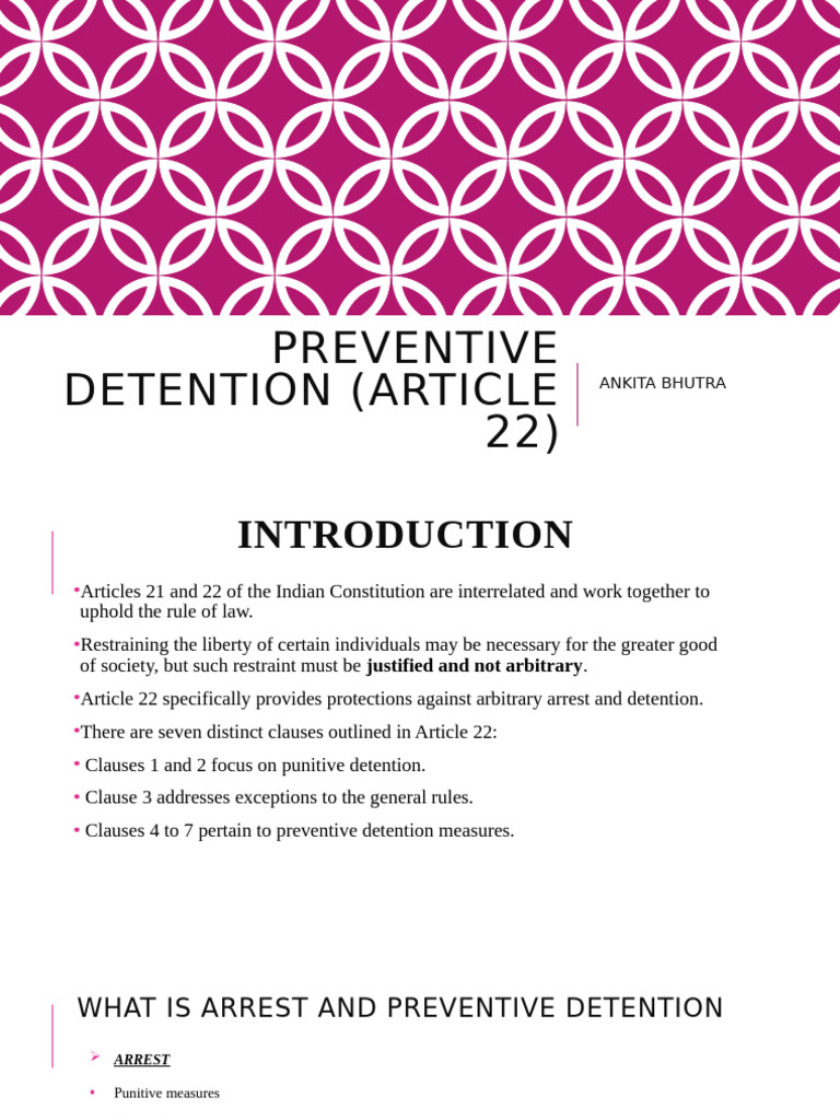 Understanding Preventive Detention Article 22 | PDF | Arrest ...
