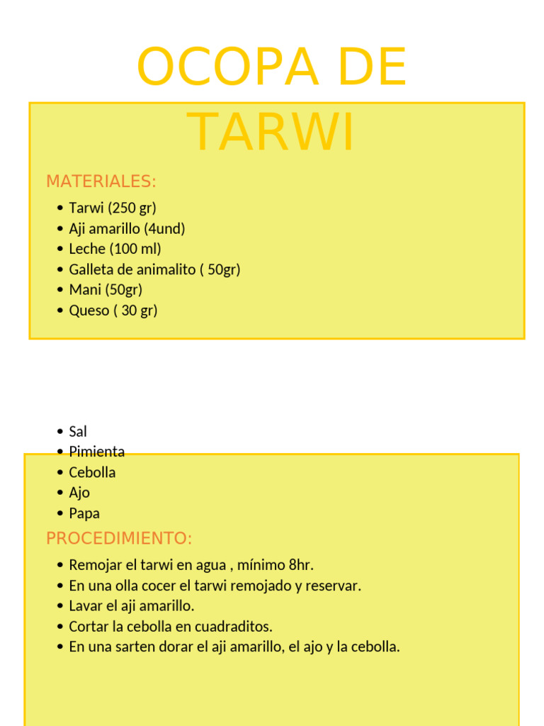 Ocopa de Tarwi | PDF