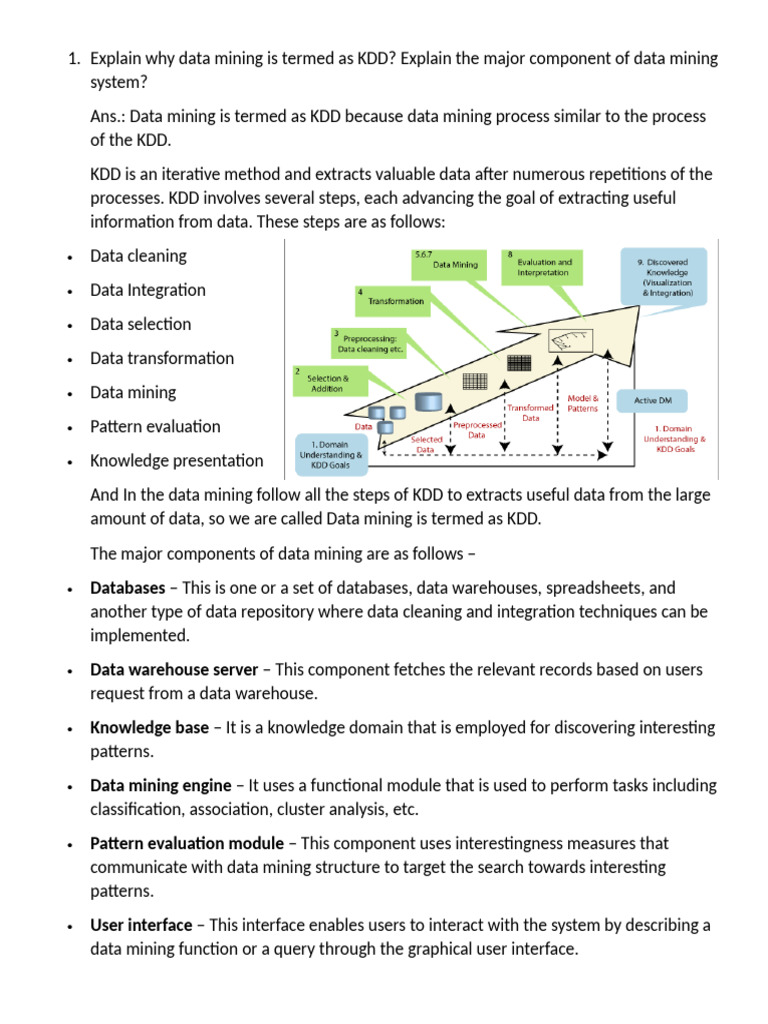 Explain why data mining is termed as KDD | PDF | Data Mining | Statistical Classification