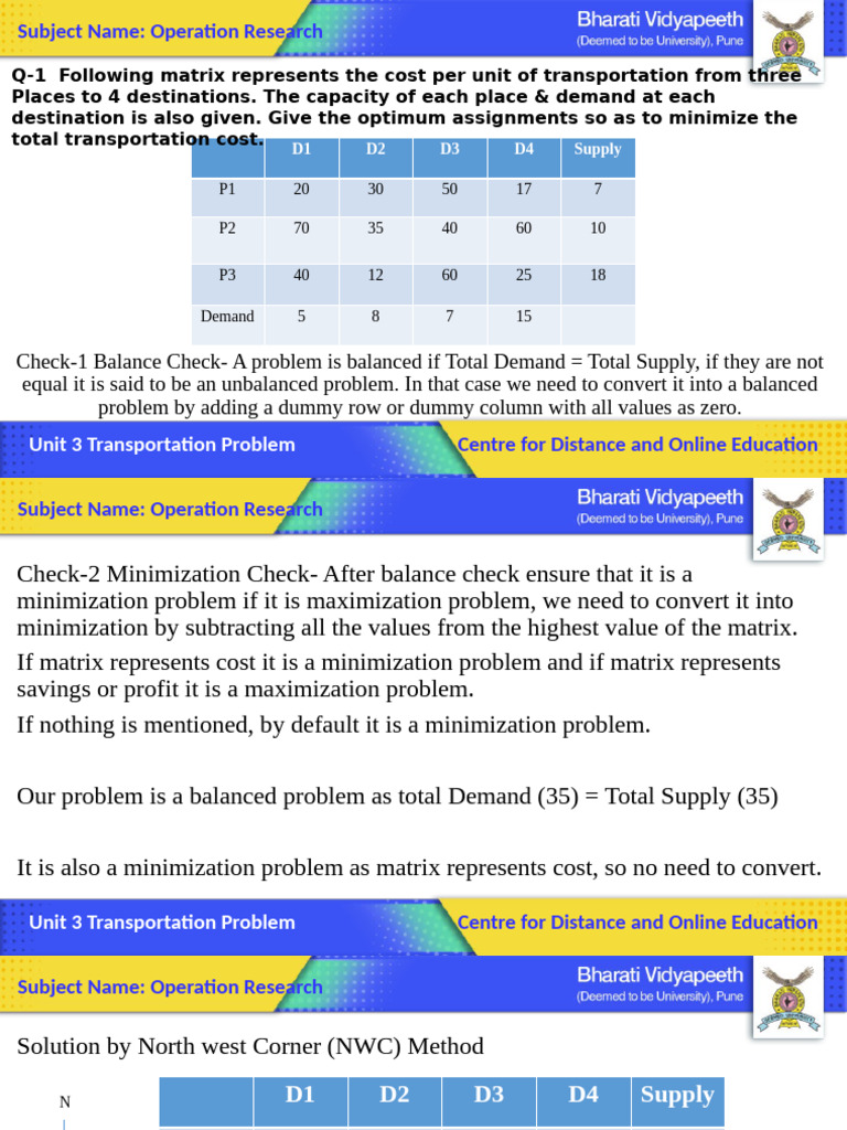 Unit-3 Transportation Problem | PDF | Applied Mathematics | Algorithms