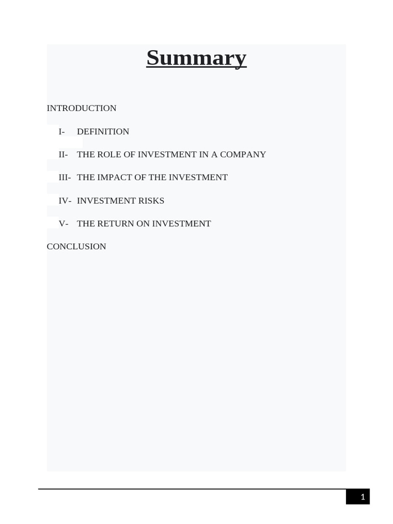 English Exposé Investissement | PDF | Investing | Capital (Economics)