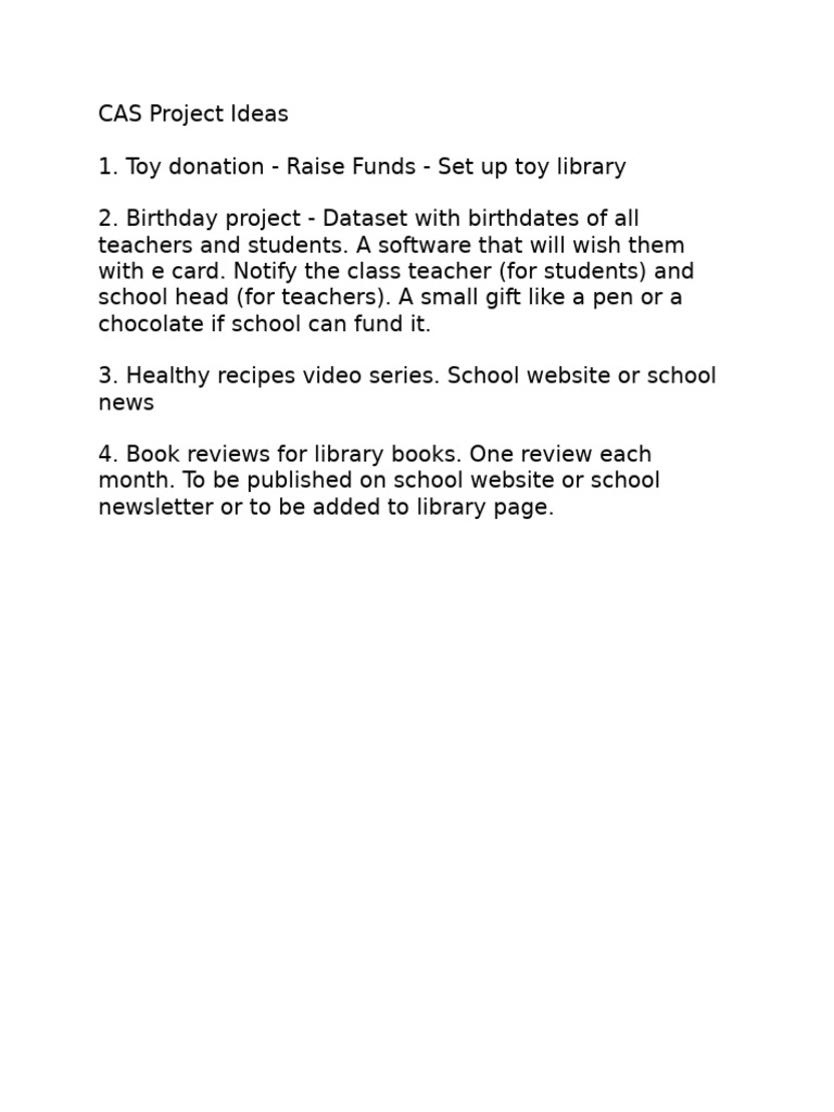 CAS Project Ideas | PDF