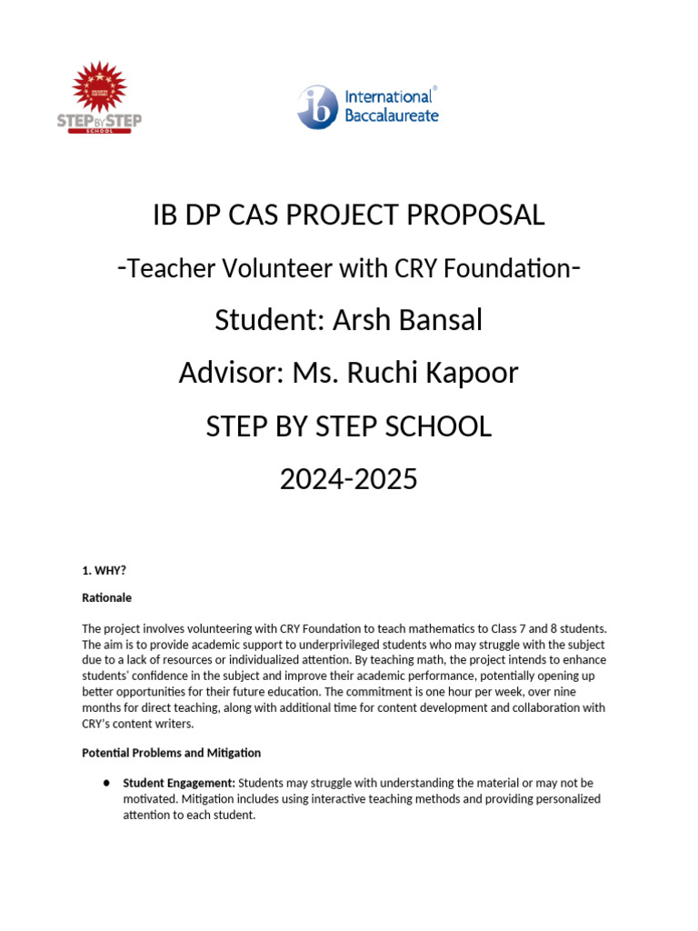 CRY Foundation CAS Project Proposal | PDF | Teaching Method | Swot Analysis