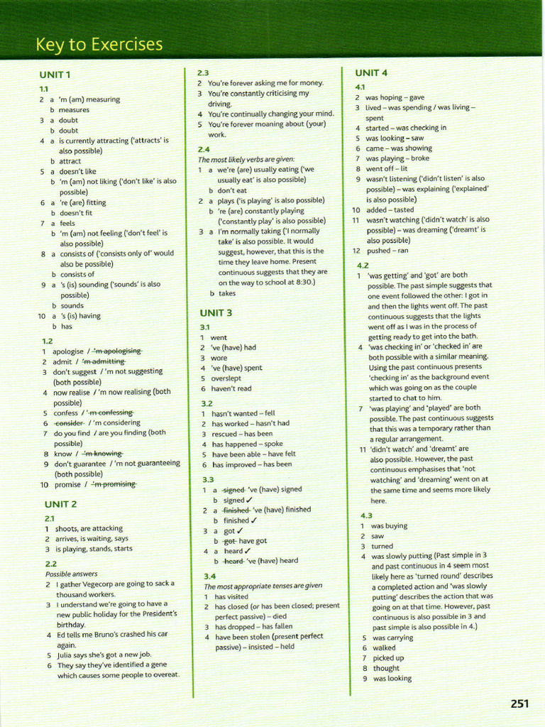 Grammar - TENSES Key | PDF