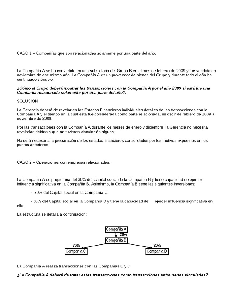 IAS 24 - Casos Practicos - Rpta | PDF | Economias