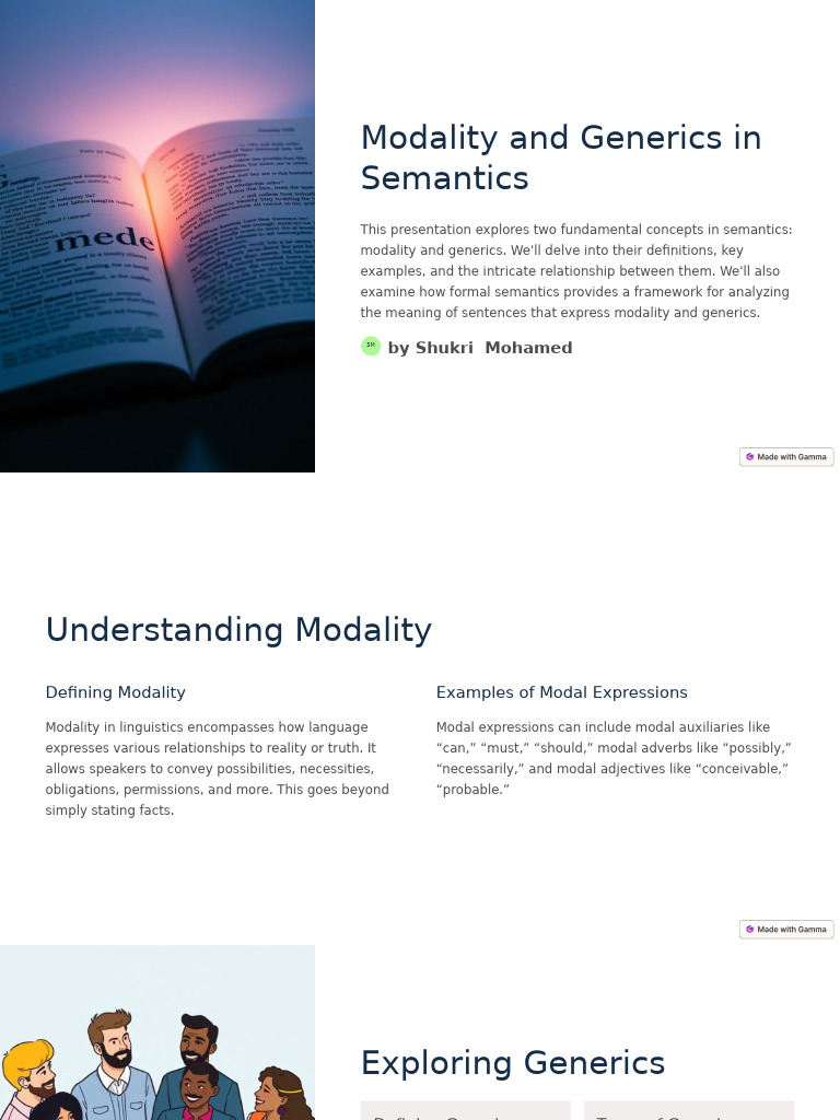 Modality-and-Generics-in-Semantics (1) | PDF | Modal Logic | Semantics