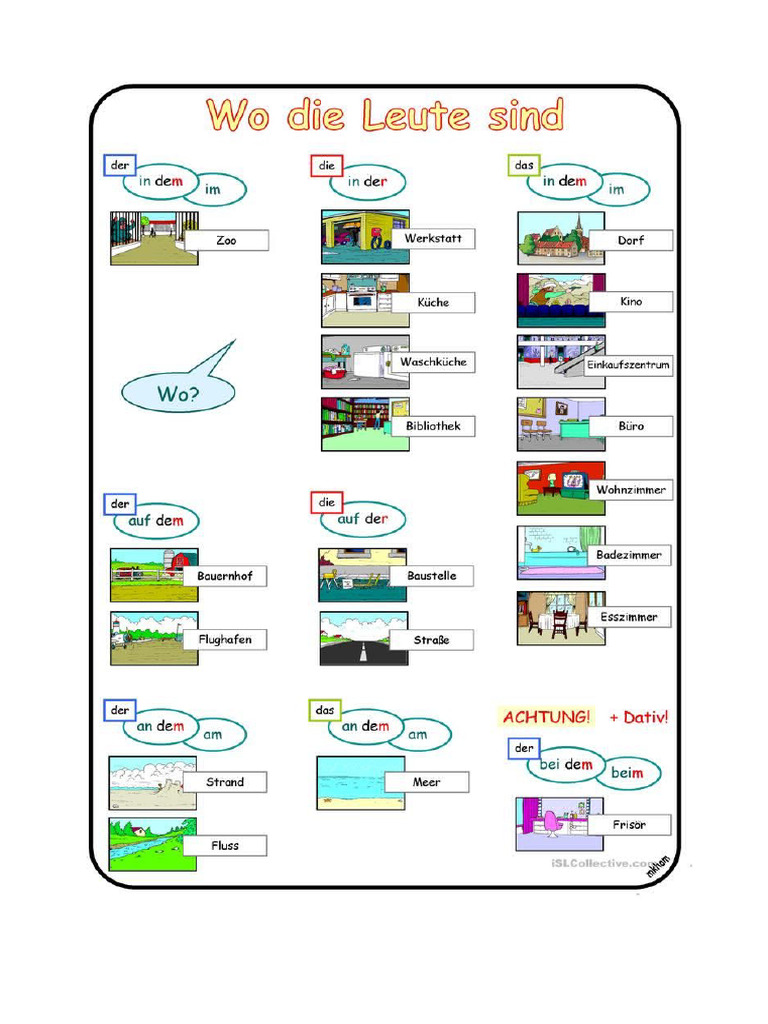 Expression Du Lieu Datif Allemand - Deutsch Class | PDF