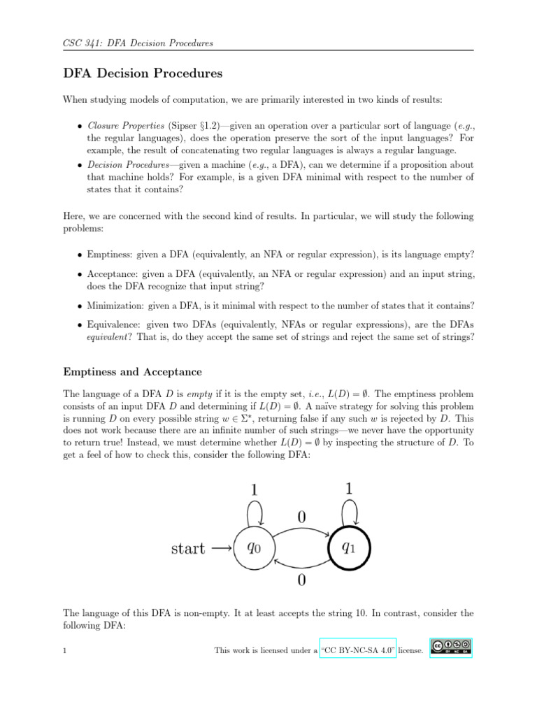 dfa-decision-procedures | PDF | Theoretical Computer Science | Theory Of Computation