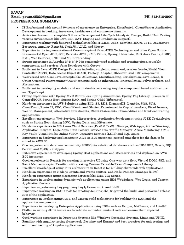 Resume.L | PDF | Spring Framework | Angular Js Resume.L | PDF | Spring Framework | Angular Js