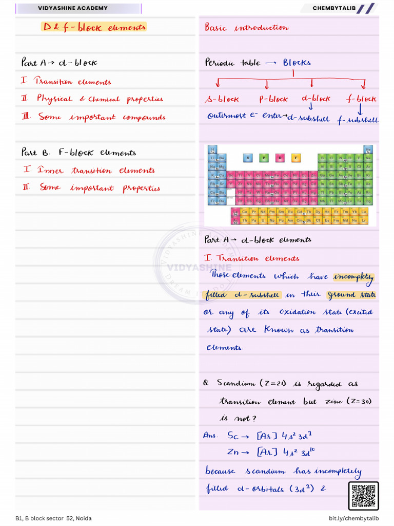 D and F Block Elements - 250109 - 173754 | PDF