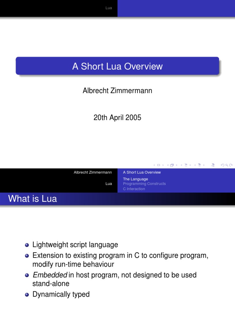 A Short Lua Overview Pdf C Programming Language Parameter Computer Programming