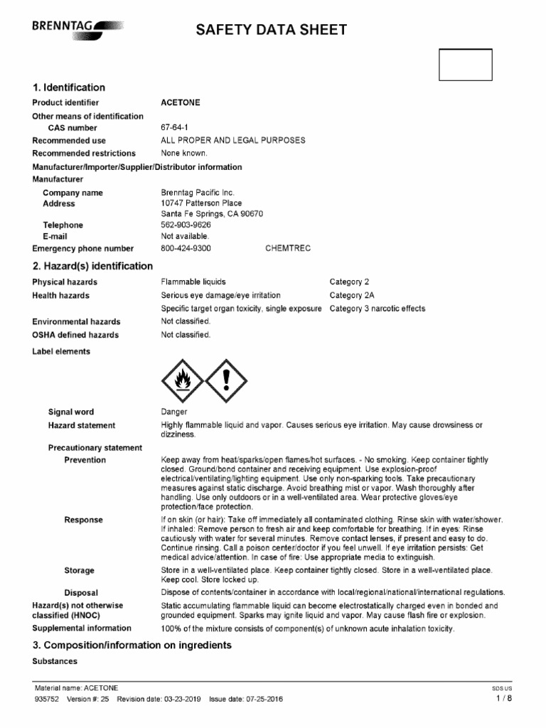 (Acetone) A01_160725 SDS | PDF
