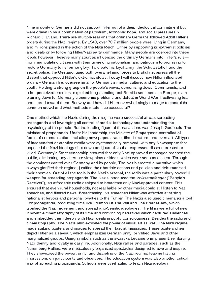 Why Did Ordinary Germans Follow Hitler's Commands | PDF | Nazi Germany ...