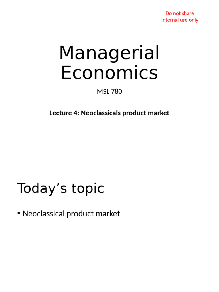 3. Lecture 2 Neoclassical Product Market | PDF | Supply (Economics ...