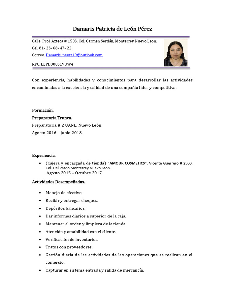 Currículum de Damaris de León Pérez | PDF | Informática | Software