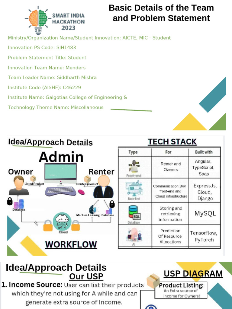 Idea Presentation Format SIH2023 College | PDF