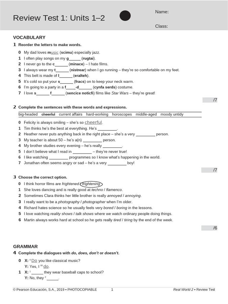 04 Real World 2 - Tests - Review Tests | PDF | Movie Theater