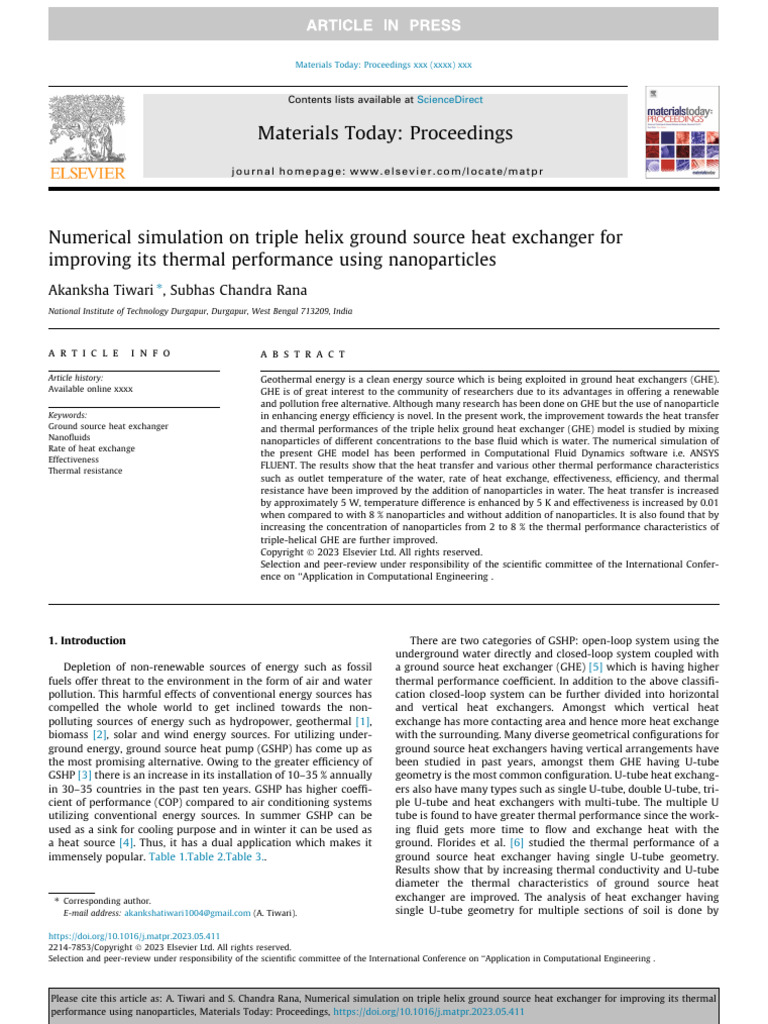 Numerical simulation on triple helix ground source heat exchanger for improving its thermal ...