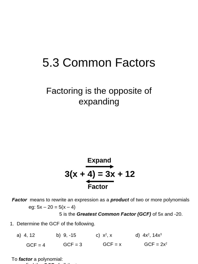 5.3 Common Factors | PDF
