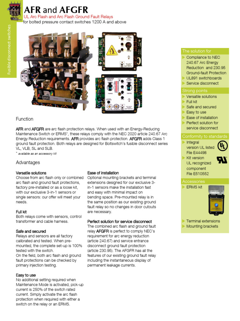 Arc Flash & Ground Fault Relay Solutions | PDF | Switch | Relay