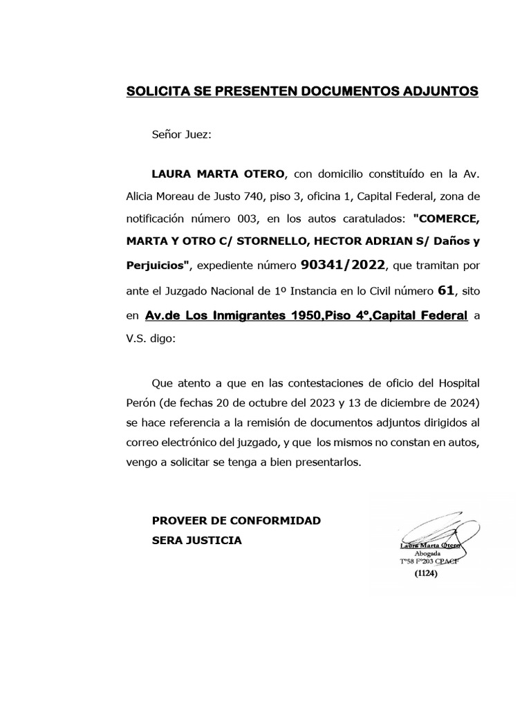 solicita se presenten documentos adjuntos | PDF