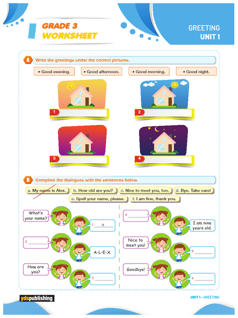 Grade 3 Greeting Worksheet | PDF