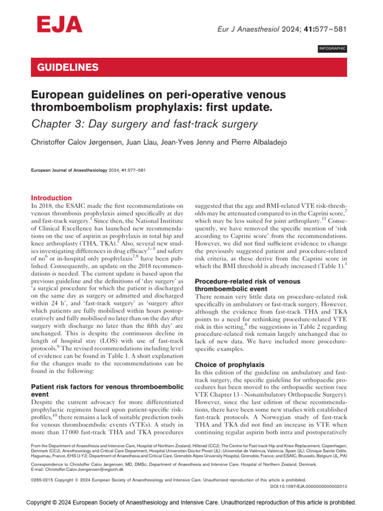 European Guidelines On Peri Operative Venous.6 | PDF | Surgery | Thrombosis