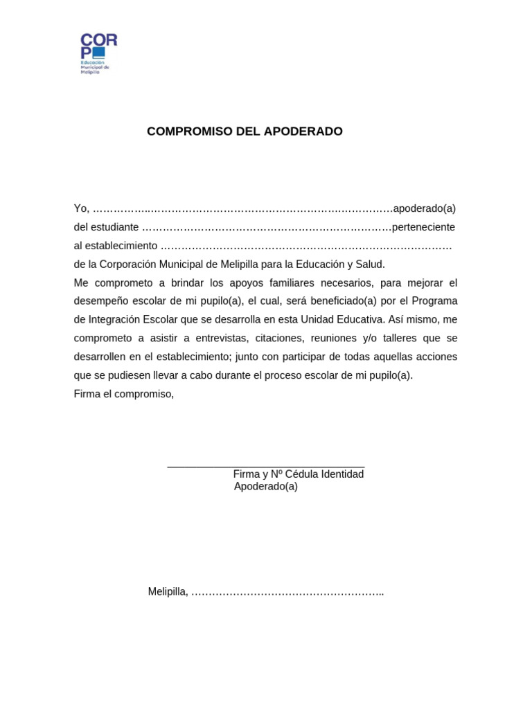 Compromiso Del Apoderado | PDF