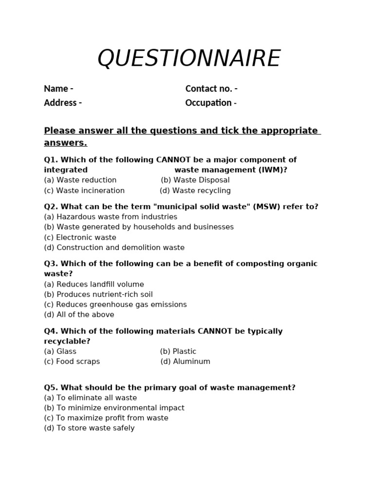 QUESTIONNAIRE(2) | PDF