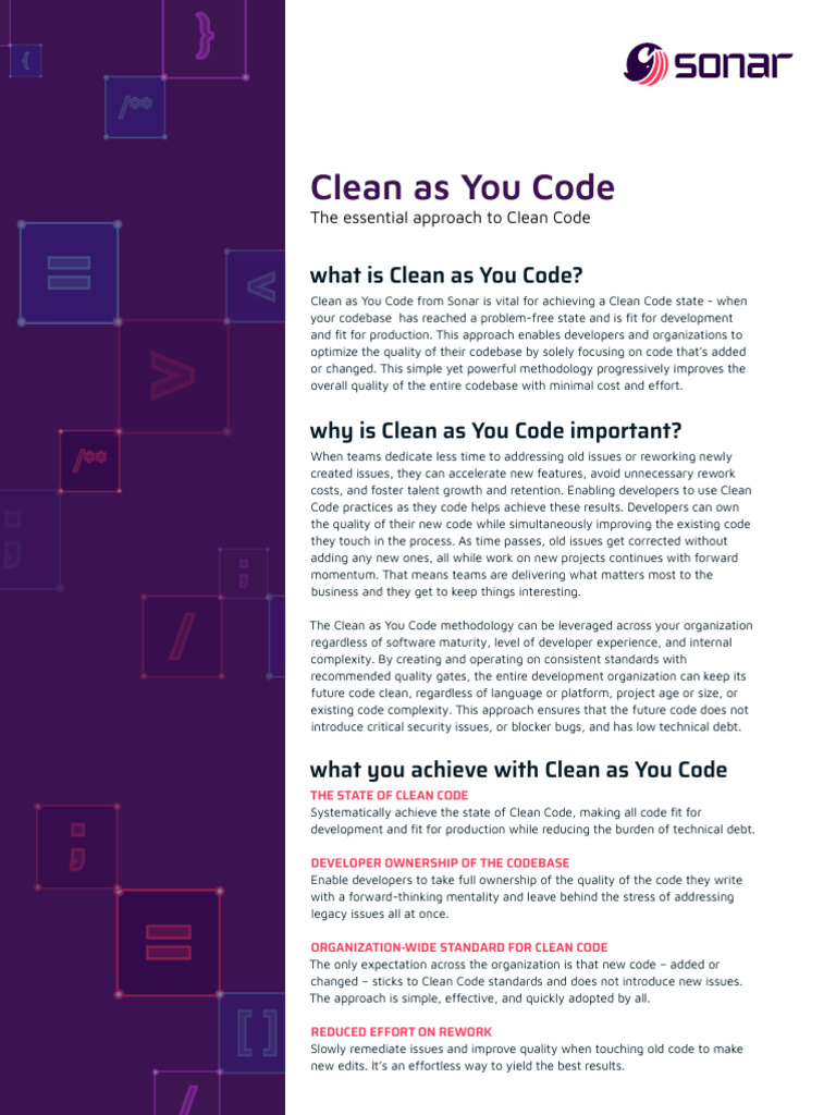 Sonar Clean as You Code Solution Brief | PDF | Business