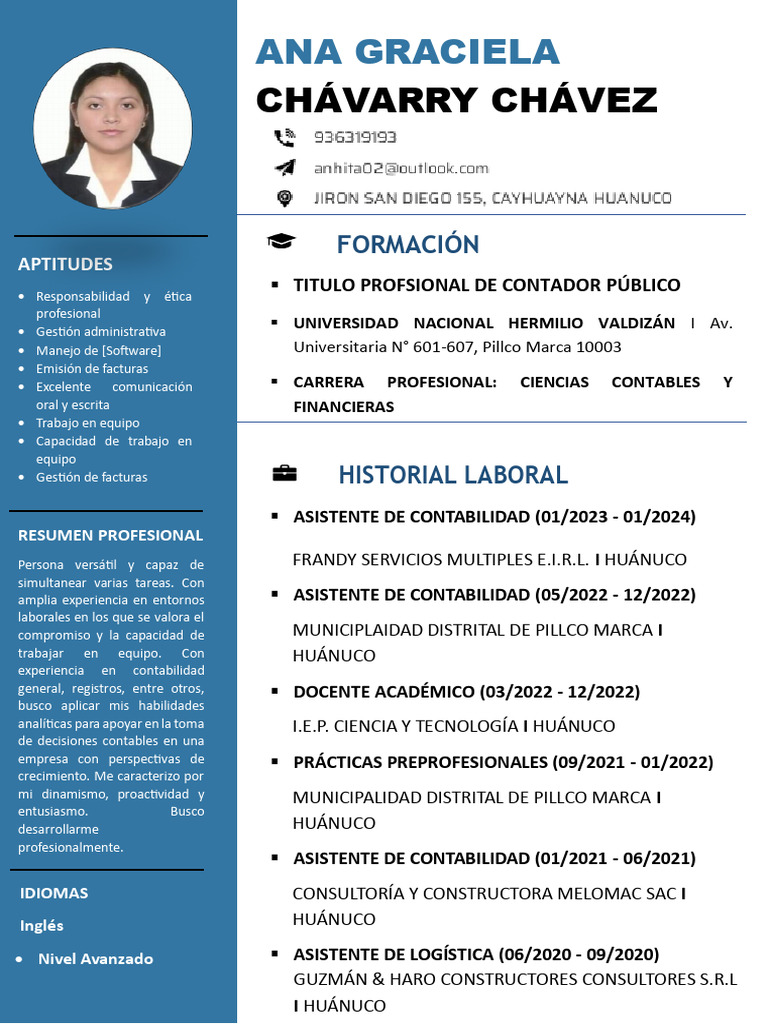 Perfil Profesional de Contadora Pública | PDF | Contabilidad | Contador