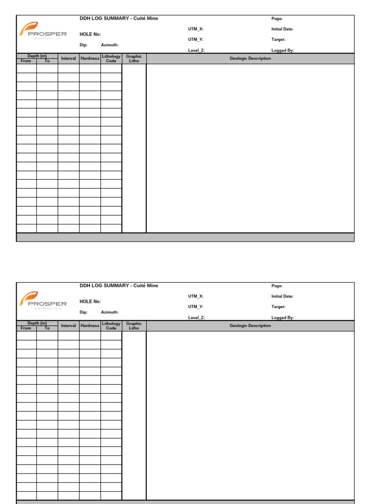 DDH Log Sheet-Boletins | PDF | Geology | Earth Sciences
