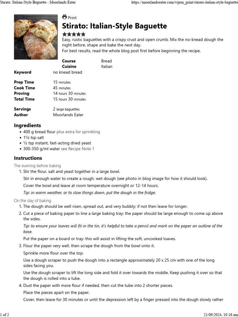 Easy Stirato Bread Recipe | PDF | Breads | Baking