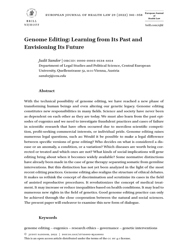 Genome Editing - Learning From Its Past | PDF | Crispr | Gene Therapy