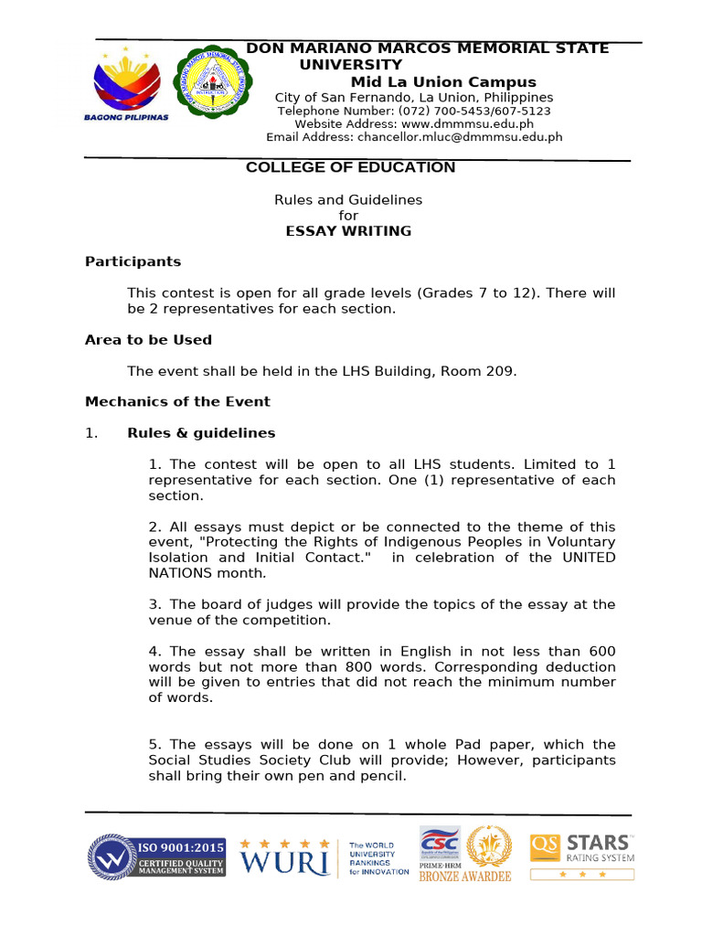 Essay Writing Guidelines | PDF