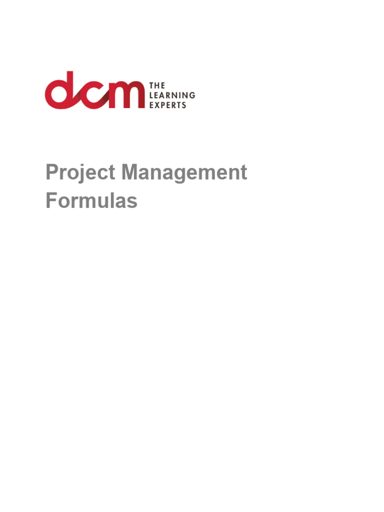 DCM Learning - Project Management - Formulas To Know | PDF
