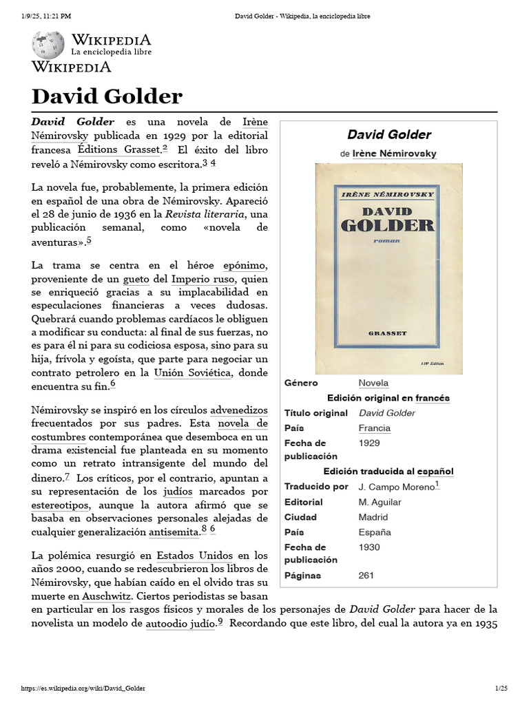 David Golder - Wikipedia, La Enciclopedia Libre | PDF | Antisemitismo ...