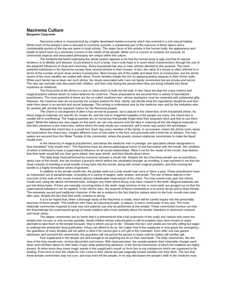 Nacirema Culture | PDF | Rituals