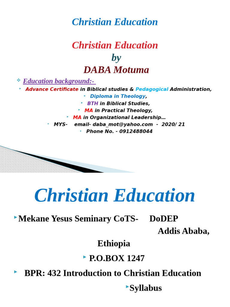 Overview of Christian Education Course | PDF | Jesus | God The Father