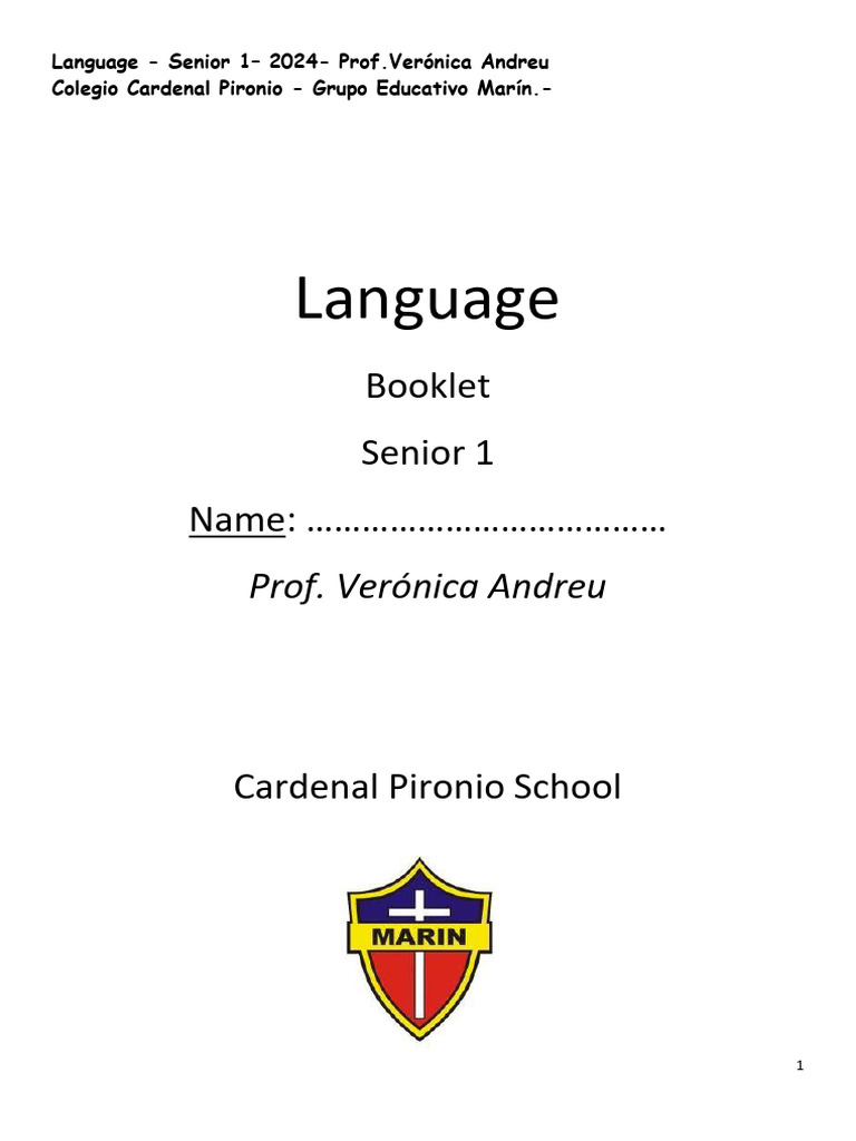 Language Booklet for Senior 1 - 2024 | PDF