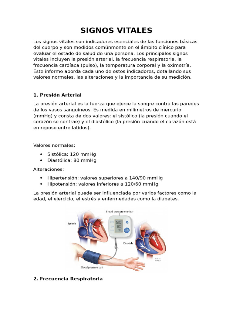 INFORME - SIGNOS VITALES | PDF | Presión sanguínea | Corazón