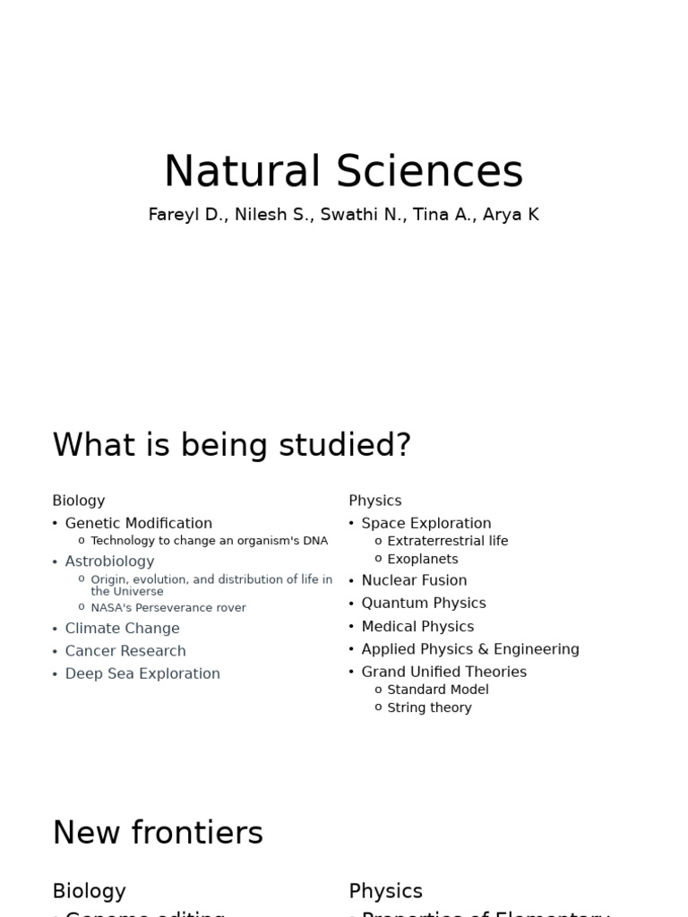 The Scope of Natural Sciences | PDF
