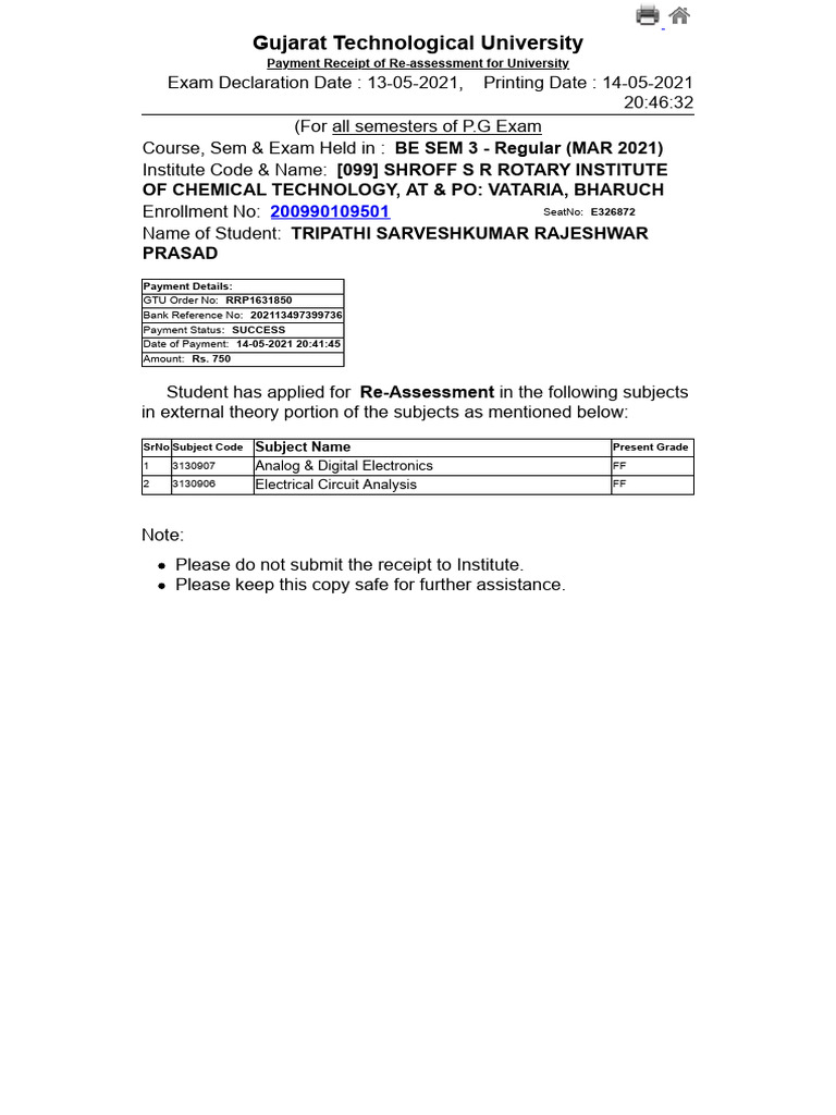 GTU Re CheckRe Assessment | PDF