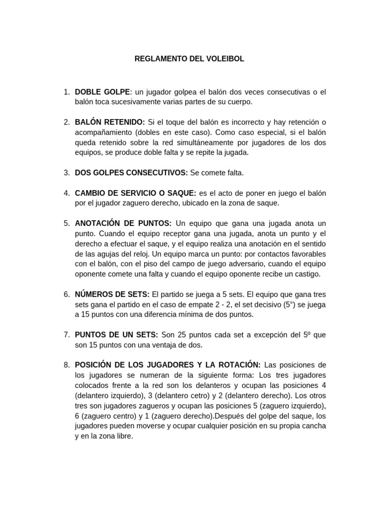 Reglamento Básico del Voleibol | PDF | Vóleibol | Deportes