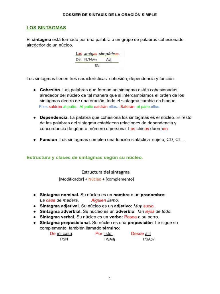 Dossier_Sintaxis | PDF | Verbo | Asunto (gramática)