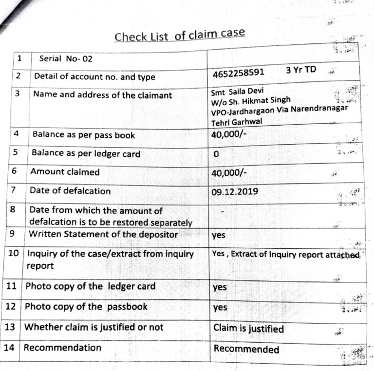 claim cases check list by uk | PDF