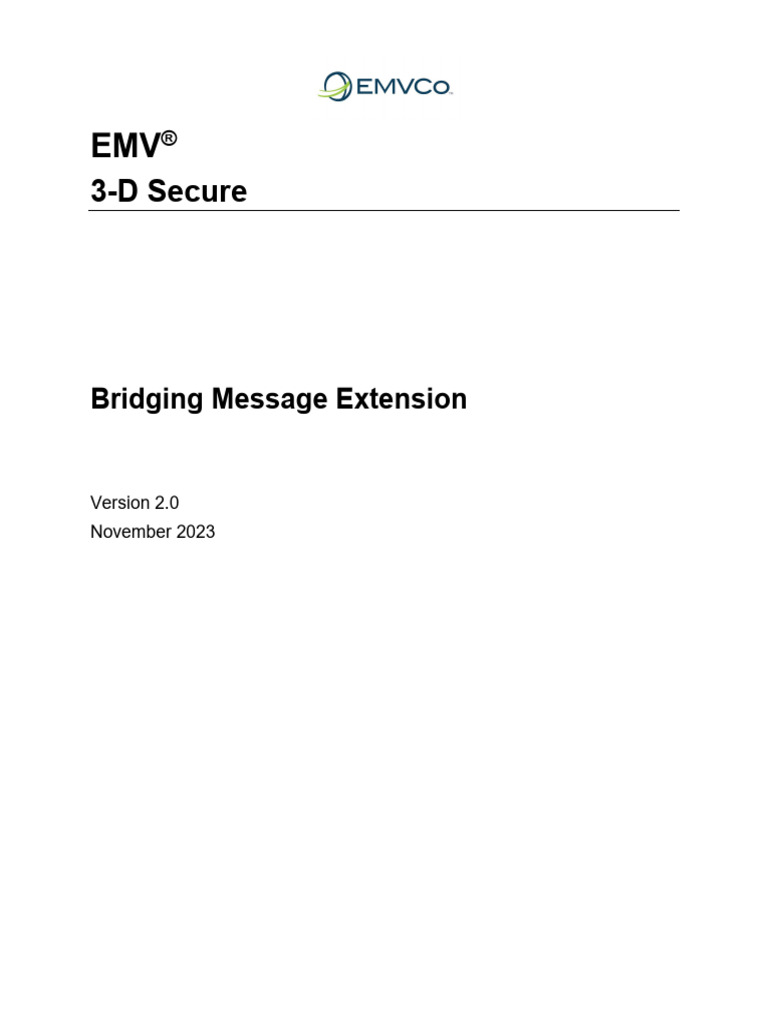 EMVCo 3DS BridgingMsgExt v2.0 20231108-1 | PDF | Emv | Json