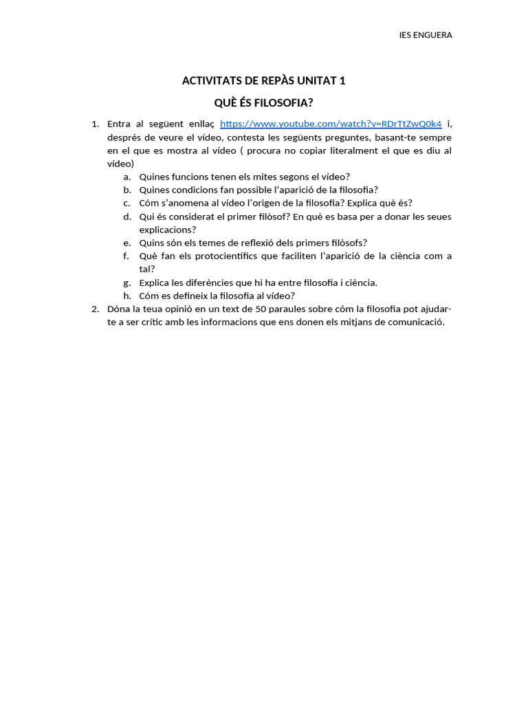 Activitats de Repàs Unitat 1 | PDF