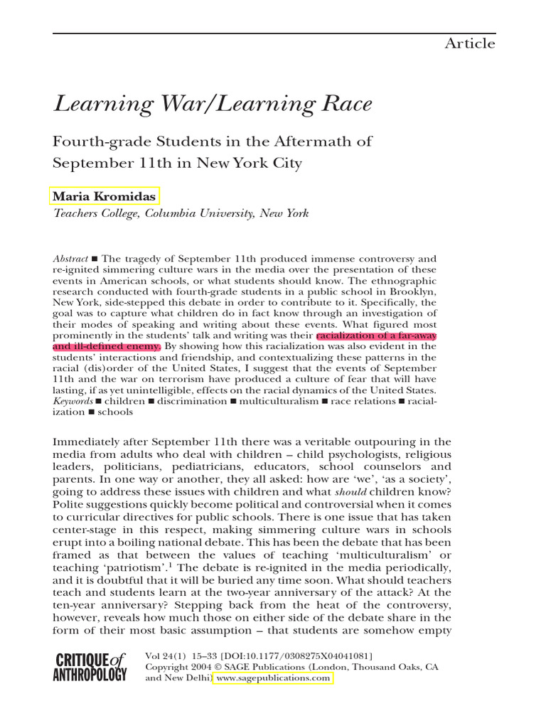 kromidas-2004-learning-war-learning-race-fourth-grade-students-in-the-aftermath-of-september ...